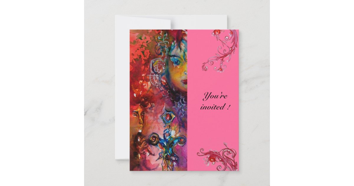 EXCALIBUR , bright red ,pink Invitation | Zazzle