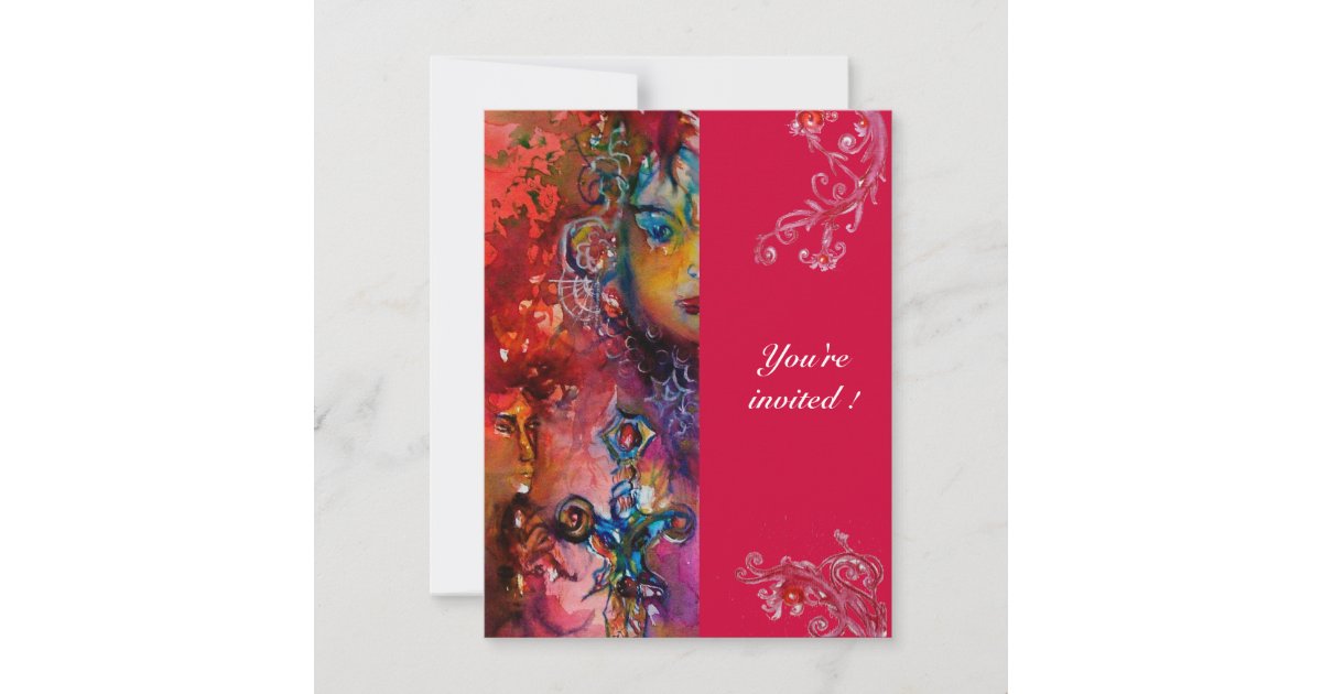 EXCALIBUR , bright red ,pink Invitation | Zazzle