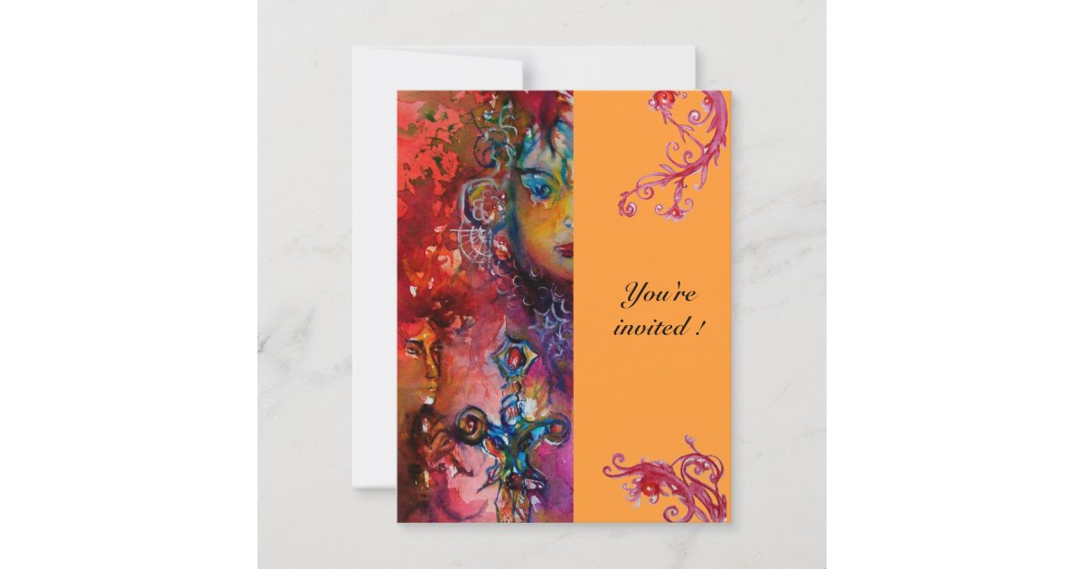 EXCALIBUR , bright red ,pink Invitation | Zazzle