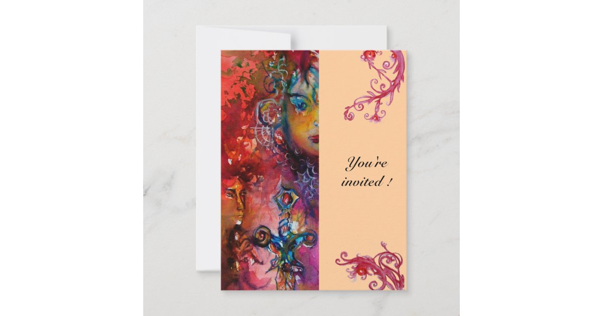 EXCALIBUR , bright red ,pink Invitation | Zazzle