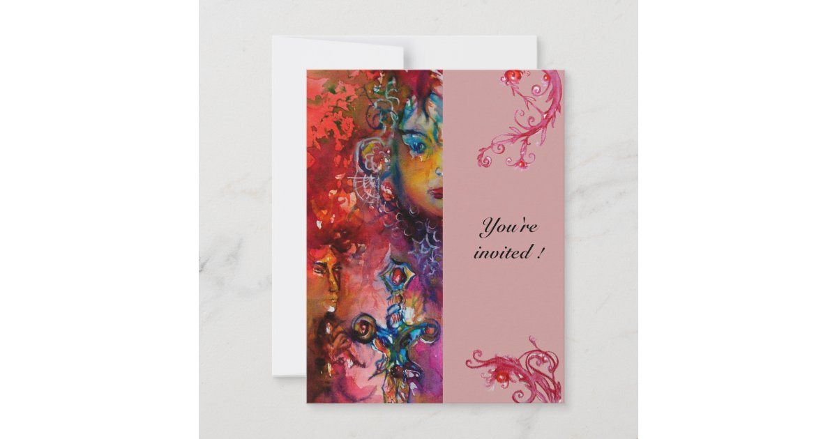 EXCALIBUR , bright red ,pink Invitation | Zazzle