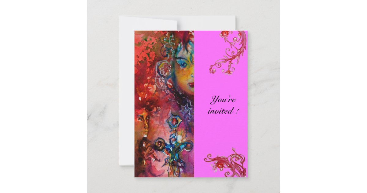EXCALIBUR , bright red ,pink violet Invitation | Zazzle