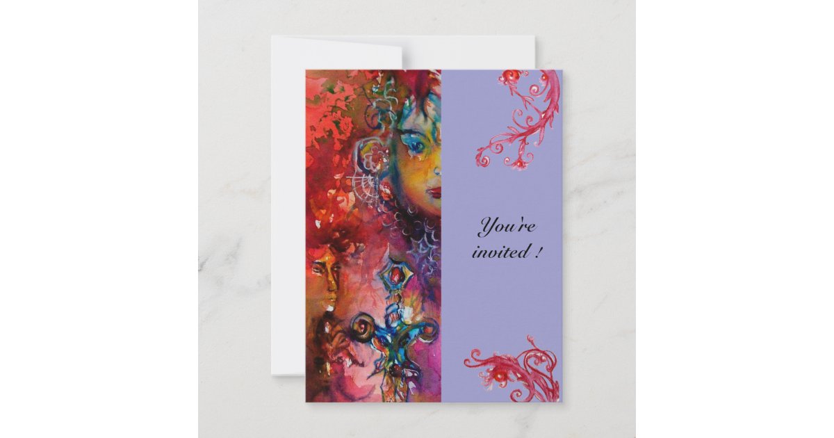 EXCALIBUR , bright red ,pink violet Invitation | Zazzle