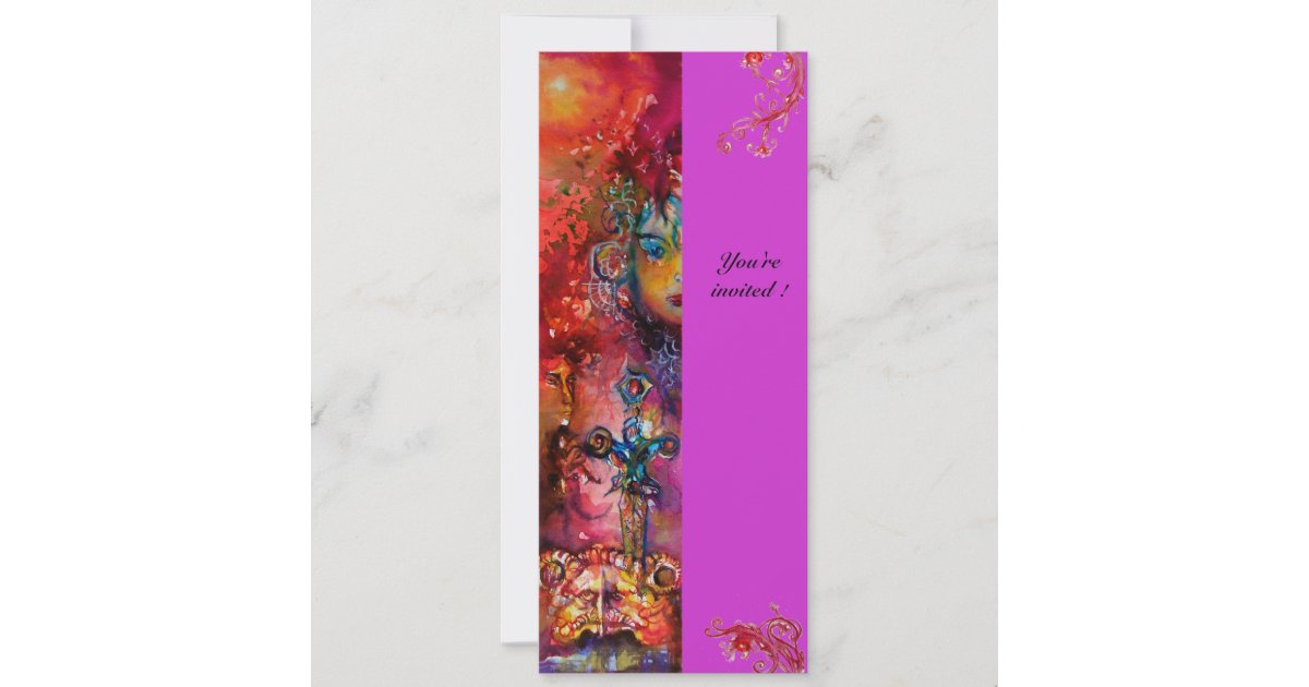 EXCALIBUR , bright red ,pink violet Invitation | Zazzle
