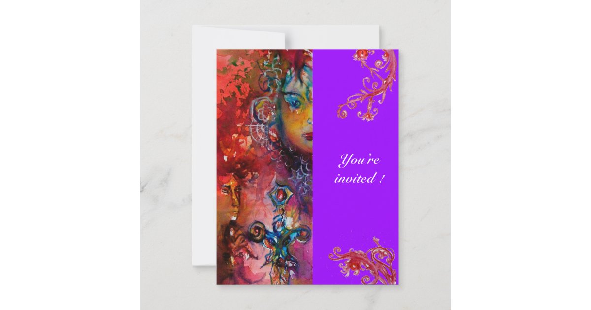 EXCALIBUR , bright red ,pink violet Invitation | Zazzle