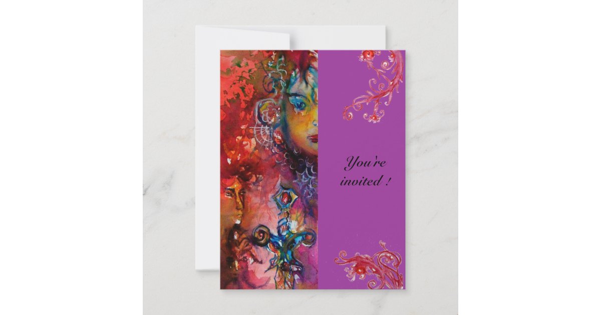 EXCALIBUR , bright red ,pink violet Invitation | Zazzle