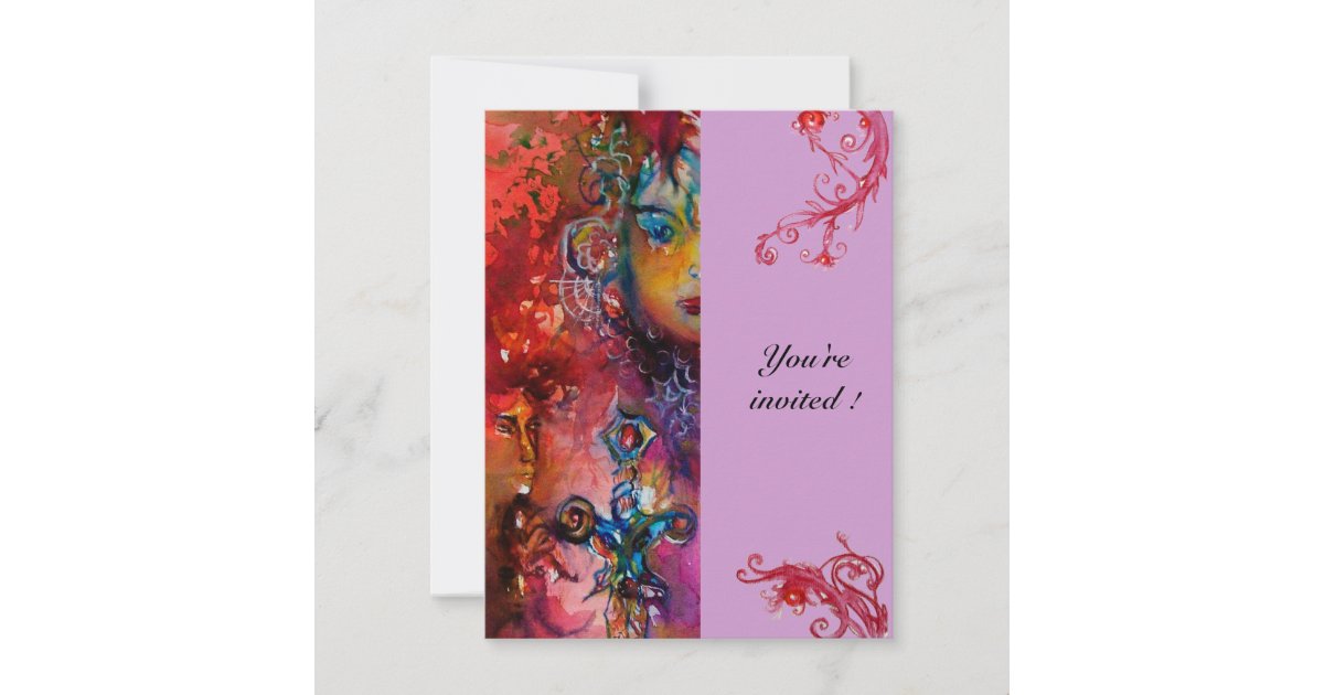 EXCALIBUR , bright red ,pink violet Invitation | Zazzle