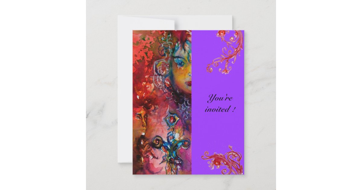 EXCALIBUR , bright red ,pink violet Invitation | Zazzle