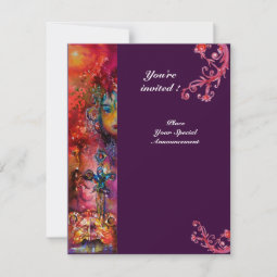 EXCALIBUR , bright red ,purple Invitation | Zazzle