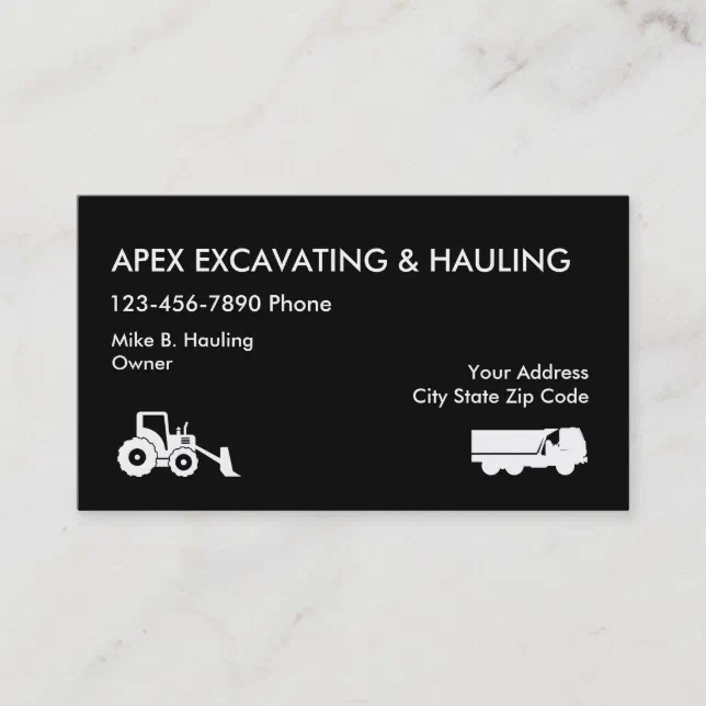 Excavating And Hauling Business Cards | Zazzle