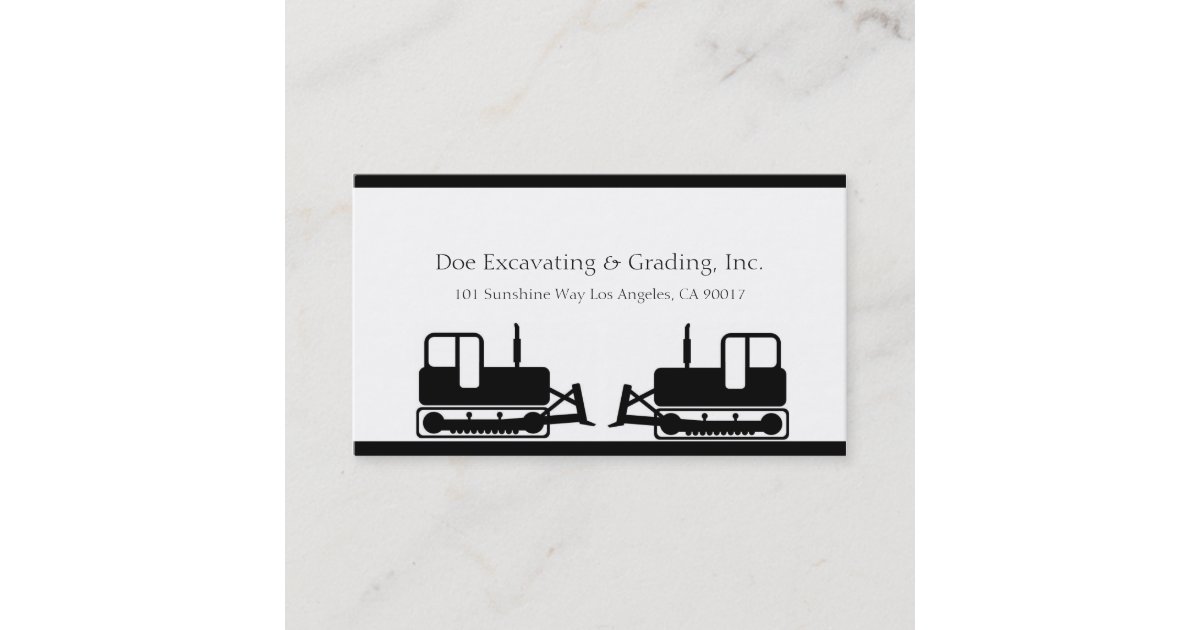 Excavating Grading Contractor Excavator Grader W/W Business Card | Zazzle