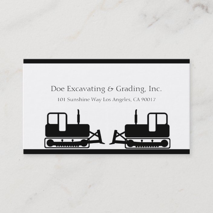 Excavating Grading Contractor Excavator Grader W/W Business Card ...