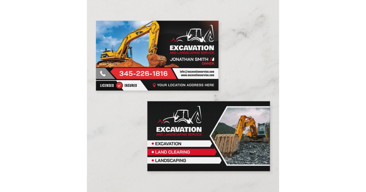 Excavating, Landcliering, Landscaping,construction Business Card | Zazzle