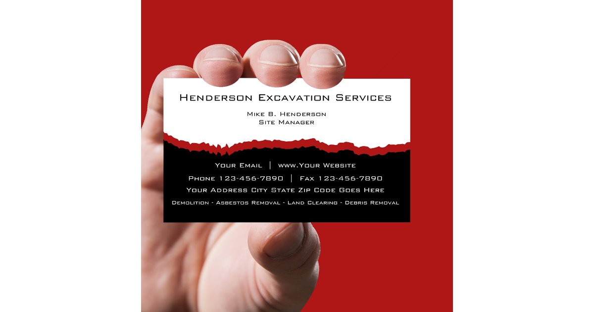 Excavation Services Business Card | Zazzle