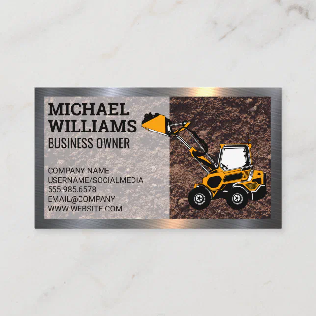 Excavator | Bull Dozer | Construction Business Card | Zazzle