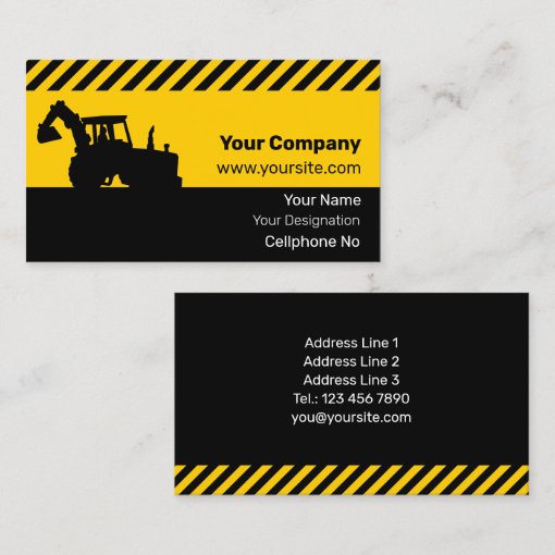 Excavator Business Card | Zazzle
