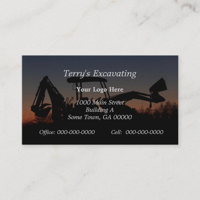 Excavator Business Card | Zazzle.com