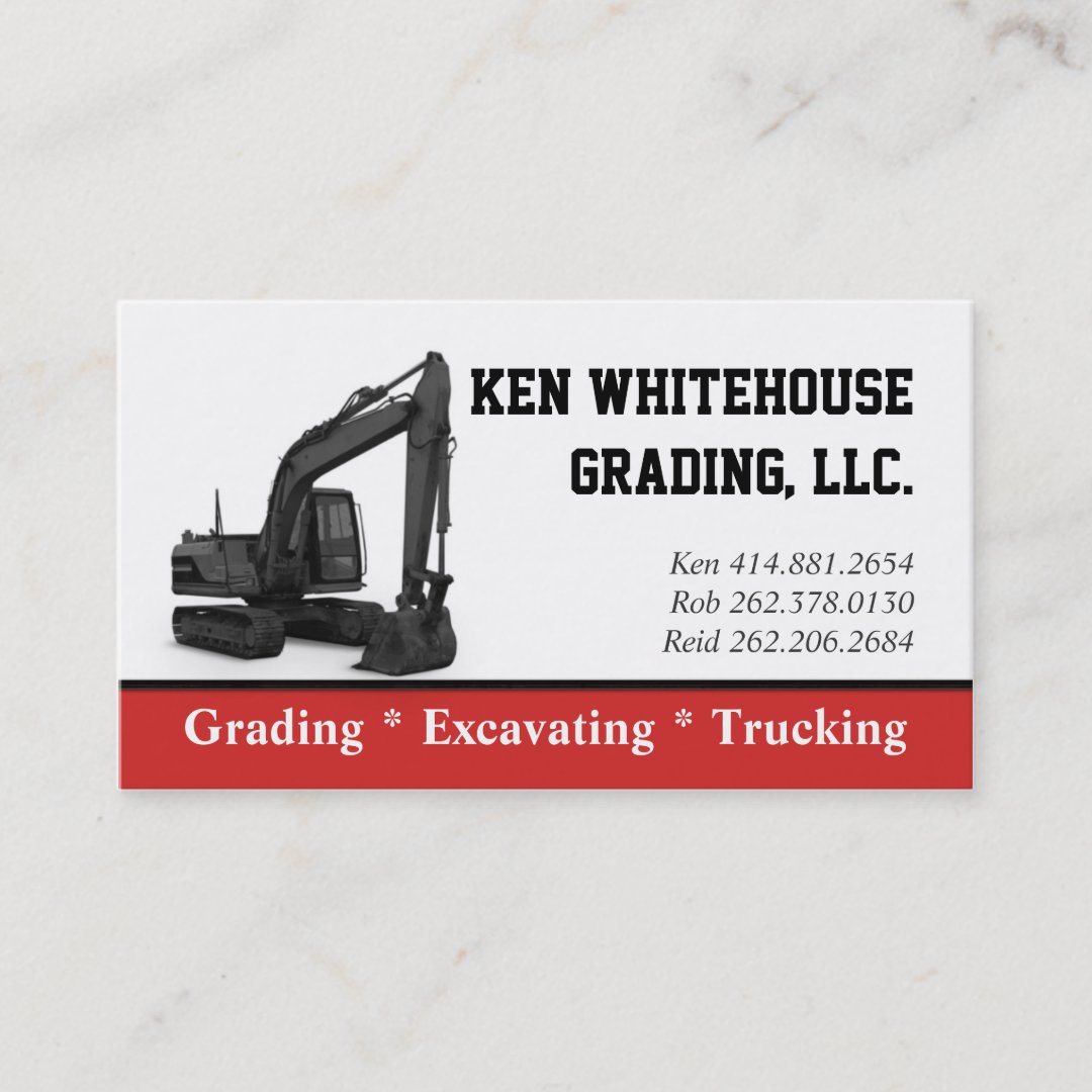 Excavator Construction Business Card | Zazzle