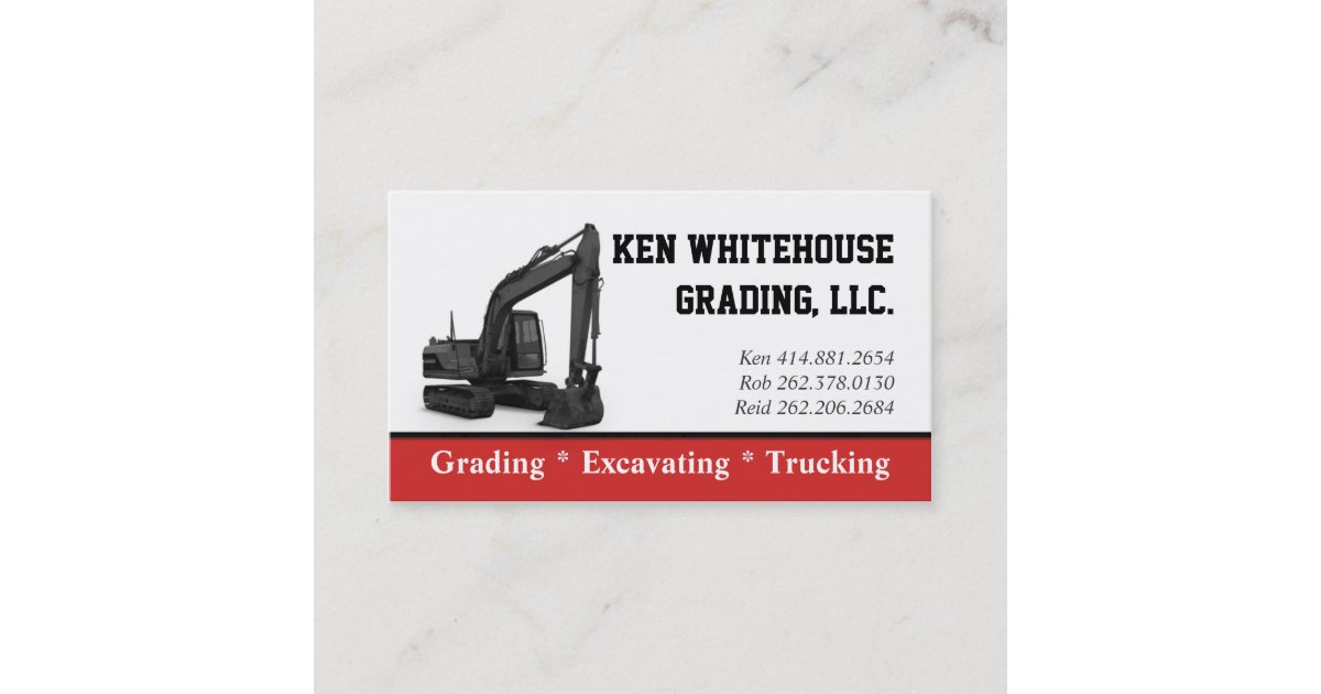 Excavator Construction Business Card | Zazzle