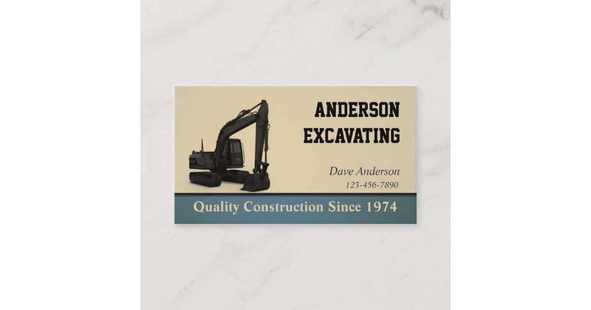 Excavator Construction Business Card | Zazzle