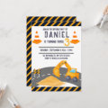 Excavator Construction Cone Kids Birthday Party Invitation | Zazzle