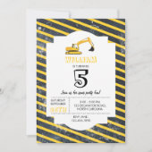 Excavator Construction Trucks and Tools Birthday Invitation | Zazzle