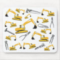 Excavator Construction Trucks and Tools Pattern Mouse Pad | Zazzle