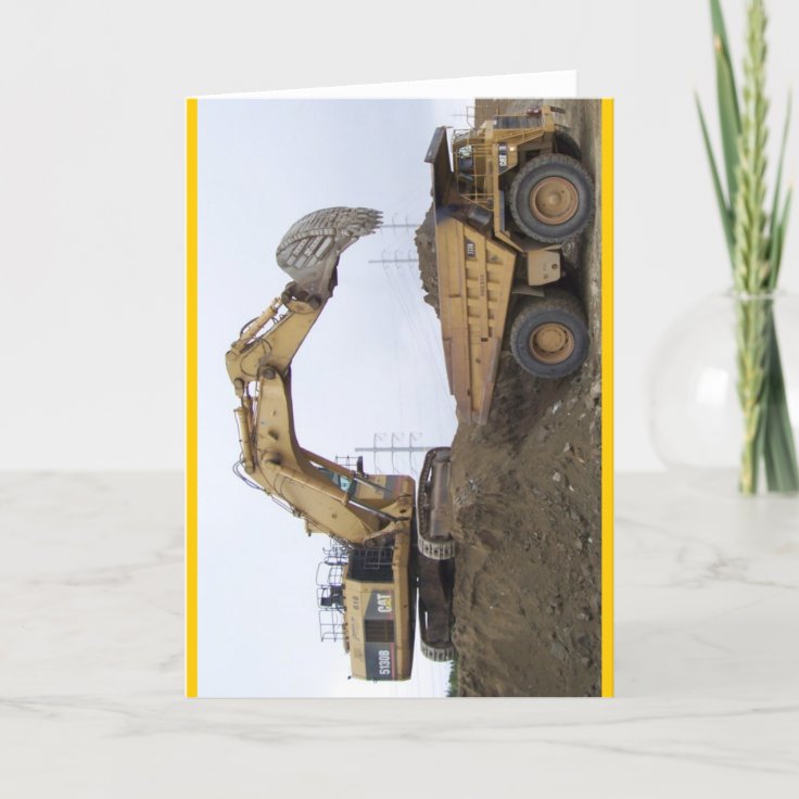 Excavator/Dump Truck Card | Zazzle