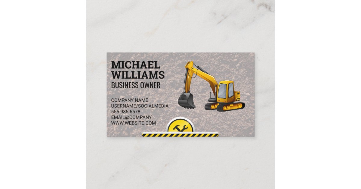 Excavator | Earth Mover Construction Site Hardware Business Card | Zazzle