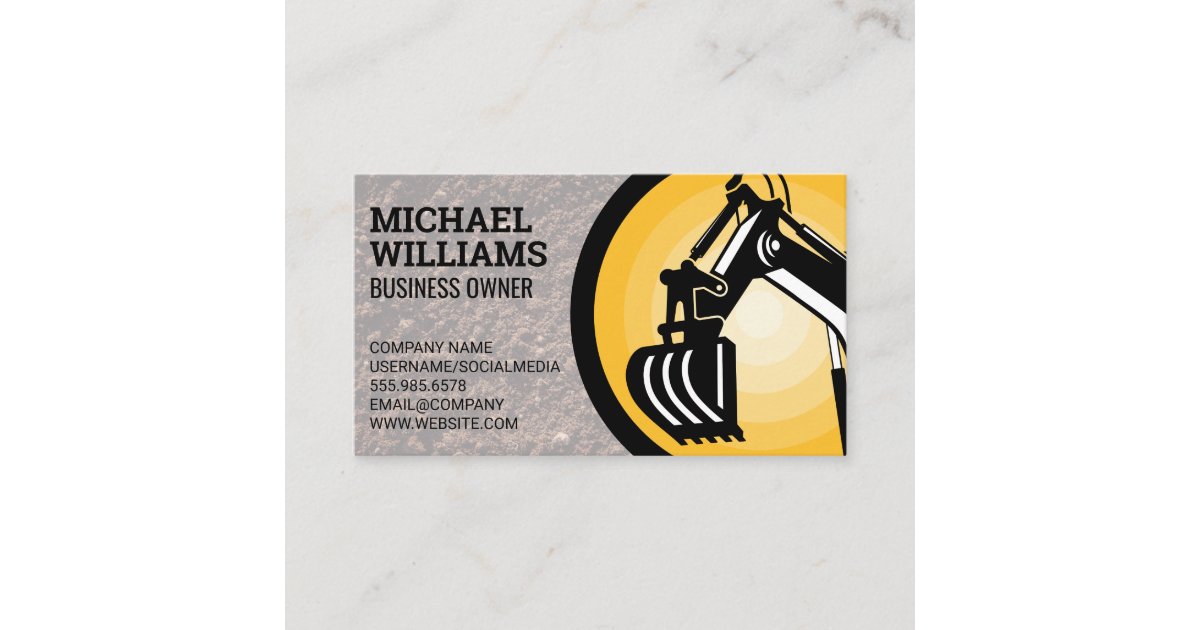 Excavator | Earth Mover Logo Business Card | Zazzle