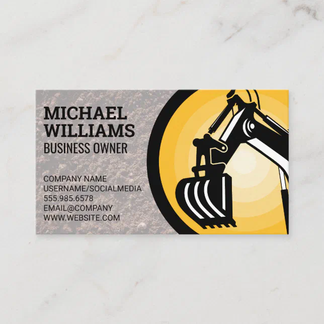 Excavator | Earth Mover Logo Business Card | Zazzle