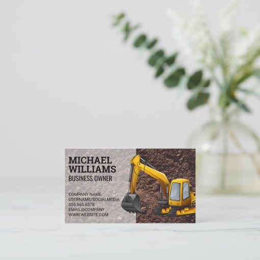 Excavator | Earth Mover Vehicle Business Card | Zazzle