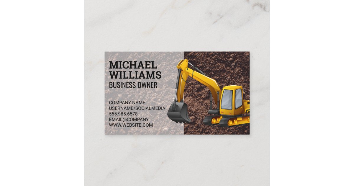 Excavator | Earth Mover Vehicle Business Card | Zazzle