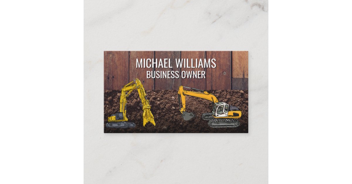 Excavator | Earth Mover Vehicles | Construction Business Card | Zazzle