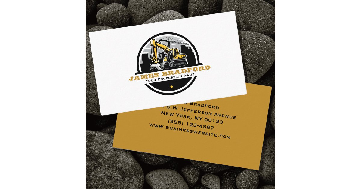 Excavator Heavy Equipment Construction Business Card | Zazzle