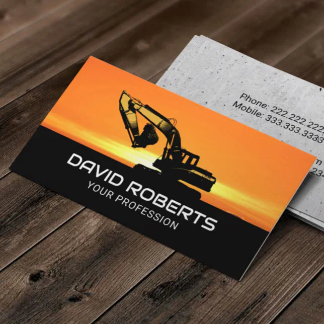 Excavator Heavy Equipment Operator Construction Business Card | Zazzle
