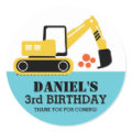 Excavator Kids Builder Birthday Party Stickers | Zazzle