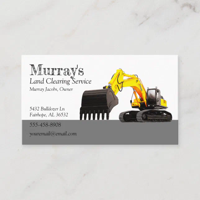 Excavator Land Clearing Business Card | Zazzle
