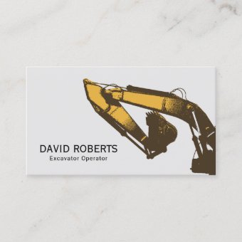 Excavator Plant Operator Professional Construction Business Card | Zazzle