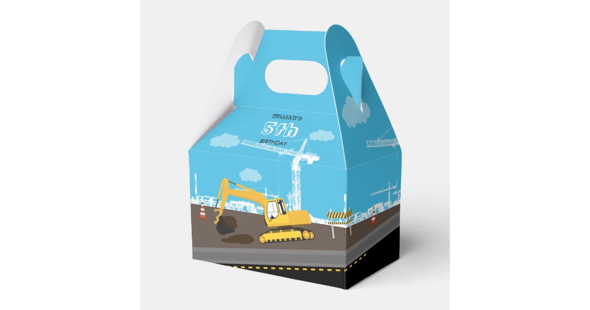 Excavator Truck Construction Trucks Birthday Party Favor Boxes | Zazzle