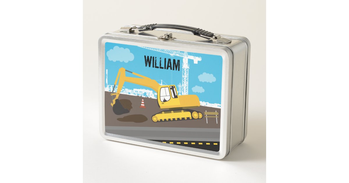 Excavator Truck Construction Trucks Site Metal Lunch Box | Zazzle