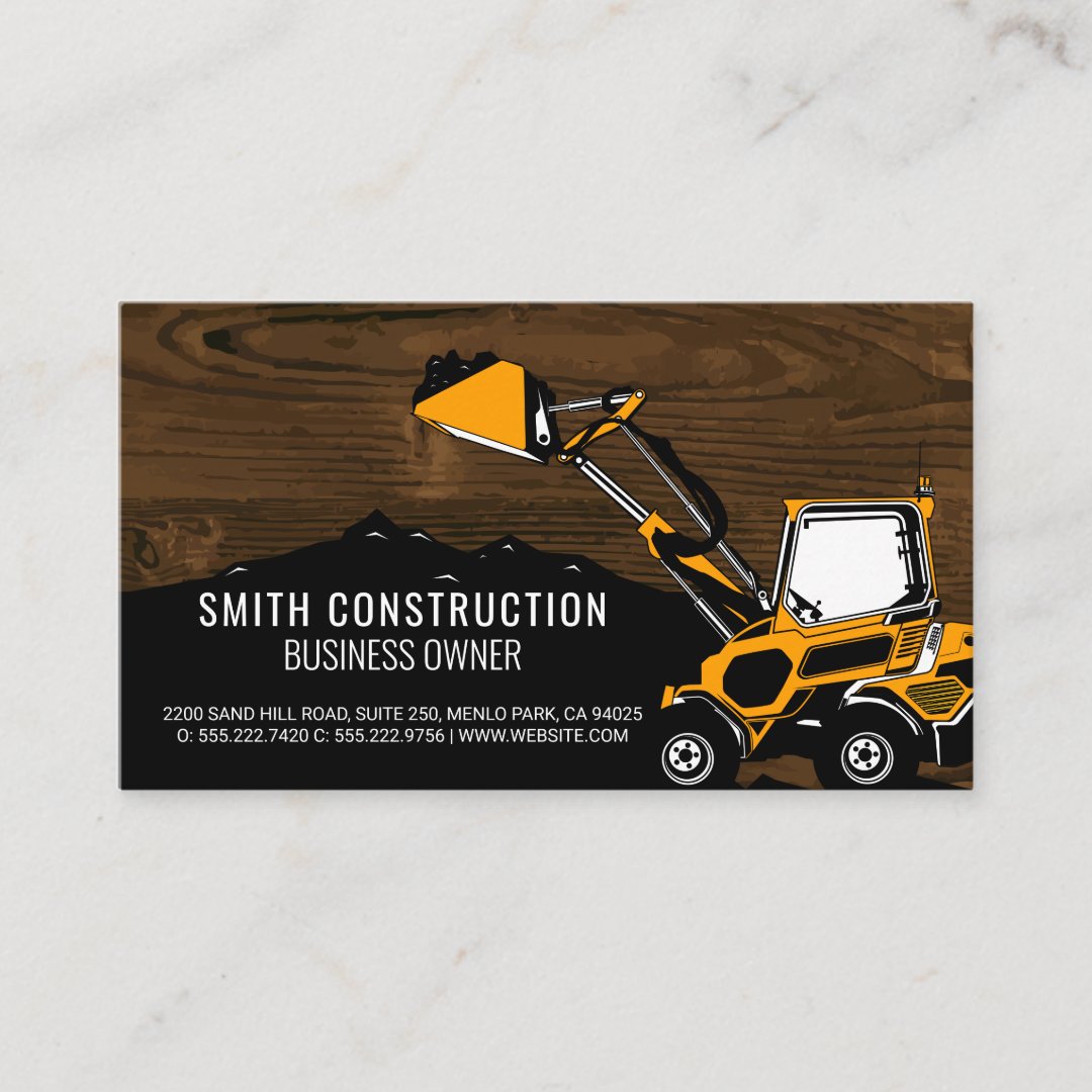 Excavator Vehicle | Construction Developer Business Card | Zazzle