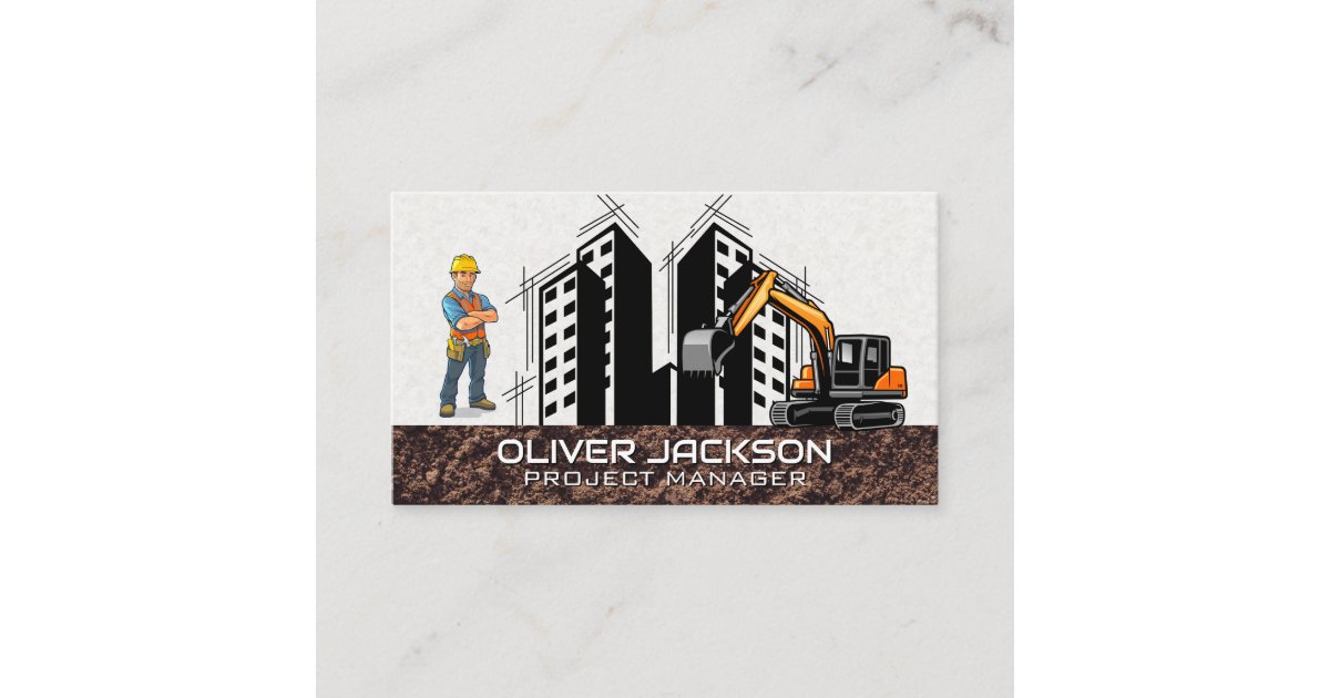 Excavator Vehicle | Construction Worker Business Card | Zazzle