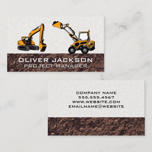 Excavators | Construction Heavy Machinery Vehicles Business Card | Zazzle