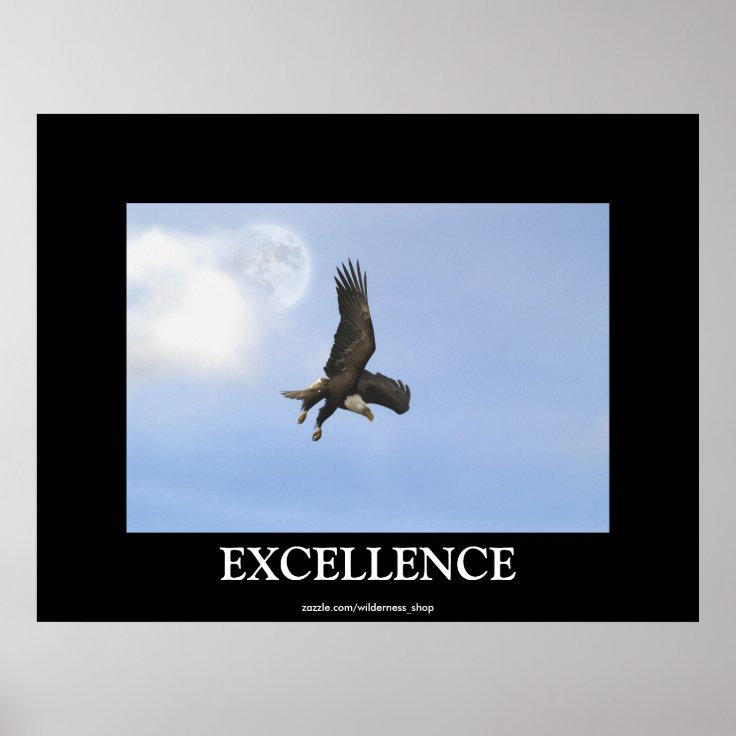 Excellence Bald Eagle Motivational Poster | Zazzle