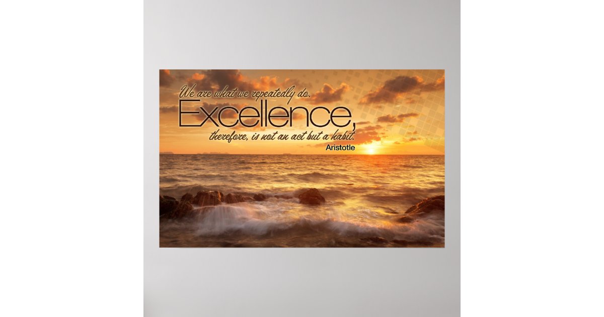 Excellence is Habit Inspirational Poster Print | Zazzle