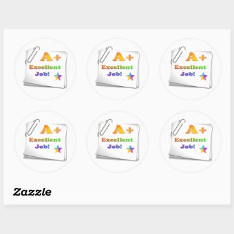 Excellent Job A+ Sticker | Zazzle