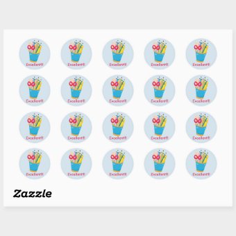 Excellent Teacher Rewards School Supplies Classic Round Sticker | Zazzle