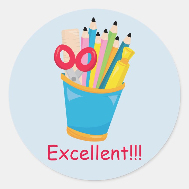 Excellent Teacher Rewards School Supplies Classic Round Sticker | Zazzle
