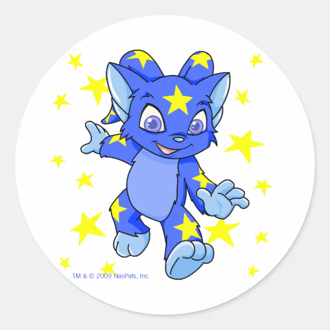 Excited Starry Acara with star burst Classic Round Sticker | Zazzle